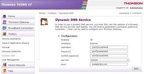 Thomson Tg585v7 Free Dynamic Dns Service Dynu