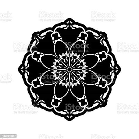 흰색으로 분리된 흑백 만다라 벡터 벡터 핸드 그린 원형 장식 요소 꽃 식물에 대한 스톡 벡터 아트 및 기타 이미지 꽃 식물 동기 부여 문신 Istock
