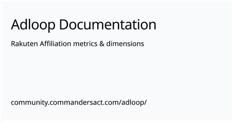 Rakuten Affiliation Metrics And Dimensions Adloop Documentation
