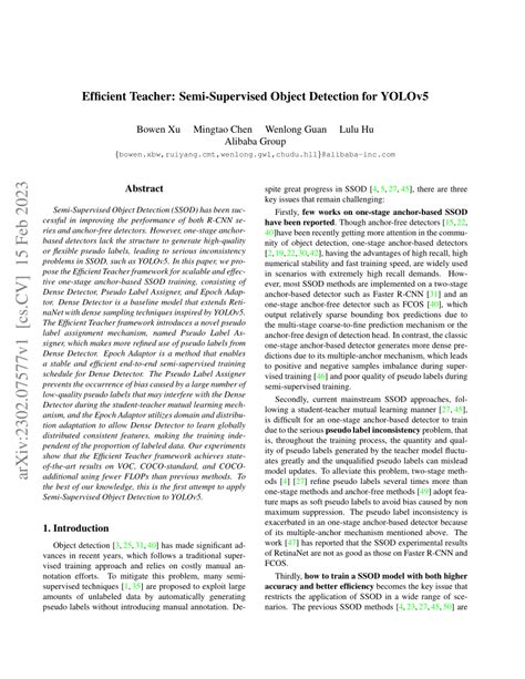 Pdf Efficient Teacher Semi Supervised Object Detection For Yolov5