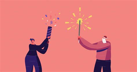 크리스마스나 새해 연휴 축하를 위해 불꽃놀이를 즐기는 행복한 가족이나 친구 커플 캐릭터 플래퍼를 들고 있는 폭죽 소녀를 들고 있는 산타 모자를 쓴 젊은 남자 만화 사람들