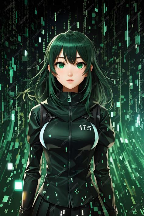 Premium Ai Image Binary Code Anime Girl Anime Futuristic Girl Cyber