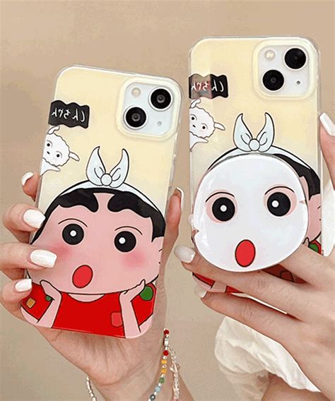 아이폰 옐로우 짱구 마스크 팩 그립 톡 스마트톡 홀더 젤리 범퍼 만화 캐릭터 핫템 친구 케이스 에이블리