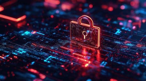 Cybersecurity Concept Digital Lock On Circuit Board Premium Ai Generated Image