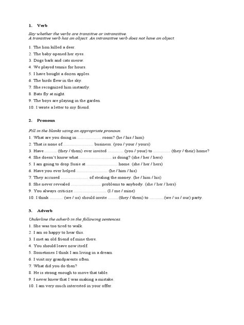 Say Whether The Verbs Are Transitive Or Intransitive A Transitive Verb