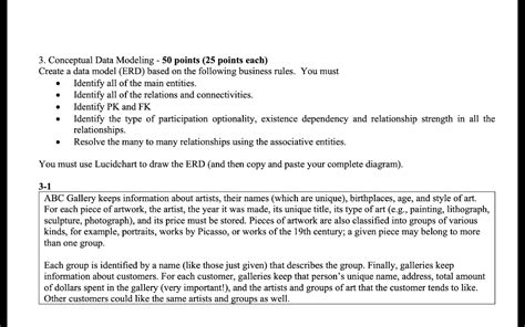 solved 3 conceptual data modeling 50 points 25 points