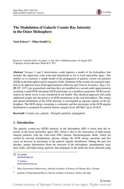 The Modulation Of Galactic Cosmic Ray Intensity In The Outer Heliosphere