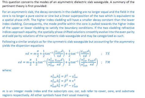 This Question Concerns The Modes Of An Asymmetric