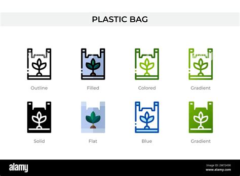 Plastic Bag Icon In Different Style Plastic Bag Vector Icons Designed In Outline Solid