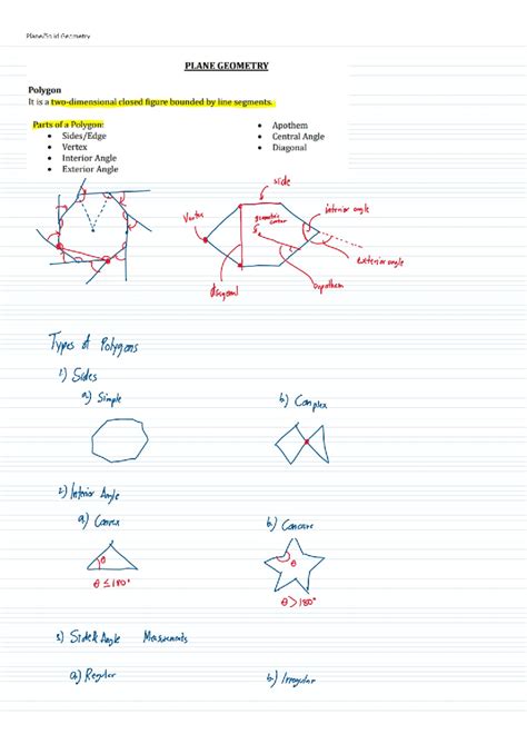 Plane Solid Geometry Notes Geometry Plane Geometry Polygon It Is A Closed Figure Bounded Line