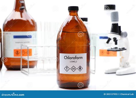 Chloroform In Bottle Chemical In The Laboratory And Industry Stock