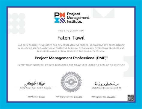 Pmp Certified Pmpexam Pmpcertification Pmp2022 Faten Issam Tawil Mba Pmp