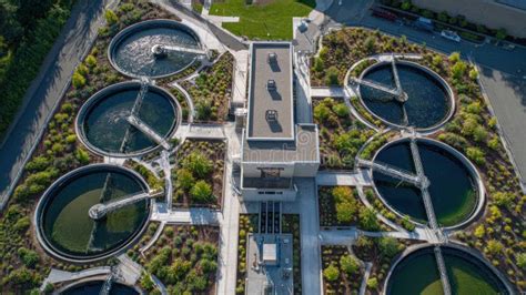 Panoramic Birds Eye View Showcasing A Modern Water Treatment Facility
