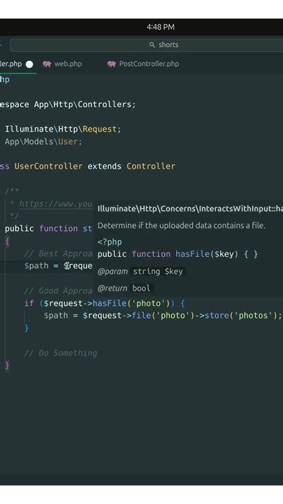Laravel Tips 31 File Check Request Via Parameter For Store Laravel Shorts Tips Youtube