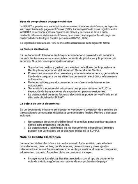 Tipos De Comprobante De Pago Electrónico 1 Descargar Gratis Pdf