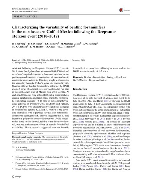 Pdf Documenting The Spatial And Temporal Response Of Benthic