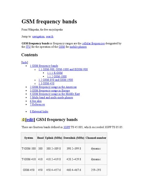 Gsm Frequency Bands Pdf Telecommunications Communication
