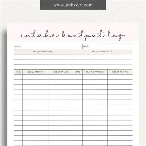 Input And Output Log Printable Template Track Data Usage And Results Template Printable