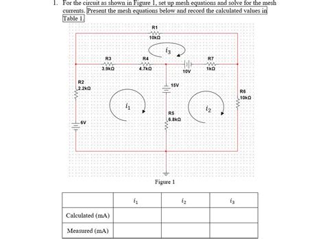 solved for the circuit as shown in figure 1 set up mesh