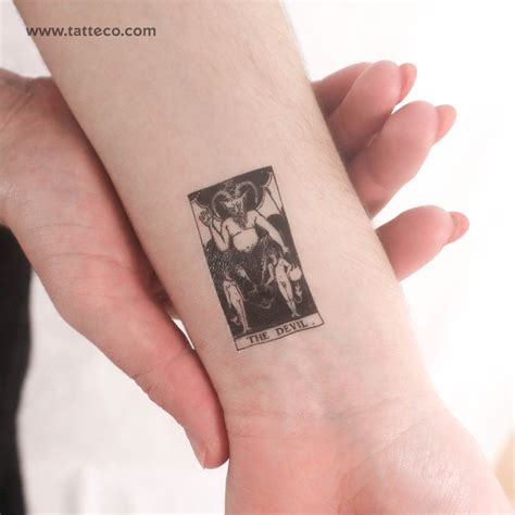 Small The Devil Tarot Card Temporary Tattoo Set Of 3 Tatteco