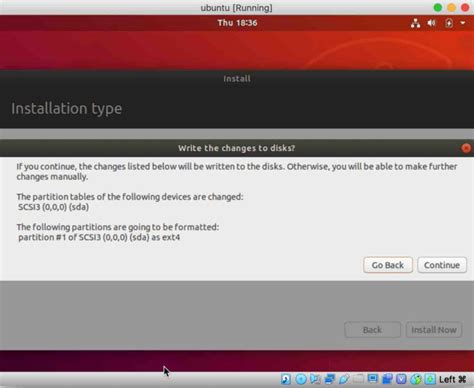 Ubuntu Installation On A VM Ubuntu Wants To Format Partitions Should You Write The Changes To