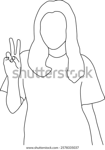 Female Model Poses 2 Fingers Stock Vector Royalty Free 2578335037