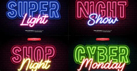 Neon Glow Text Effect Layer Styles Including Neon And Night Envato
