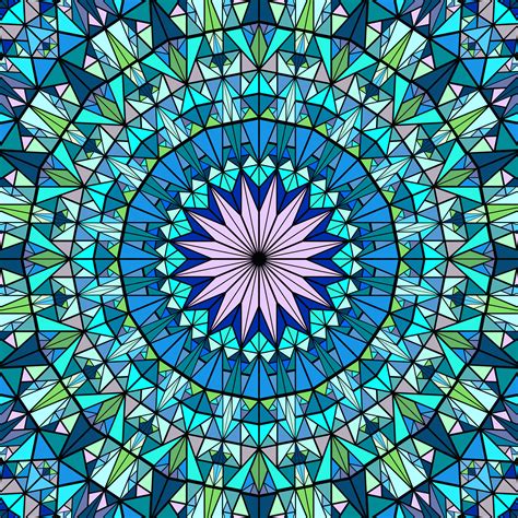 Polygonal Round Tiled Mosaic Mandala Background Psychedelic Colorful Vector Design From
