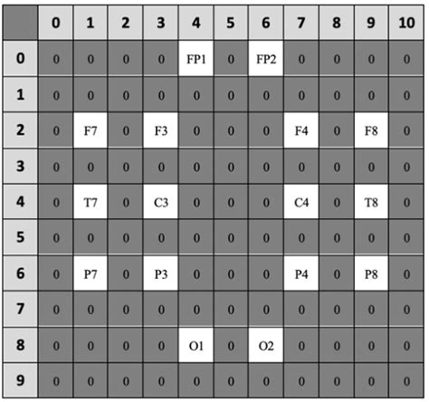visualization of the spatial matrix shaping for the eeg data recorded