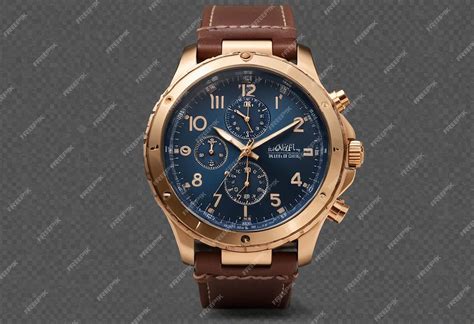 Premium Photo A Gold Watch With A Blue Face And A Brown Leather Band