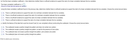 Solved B Find The Linear Correlation Coefficient R Then