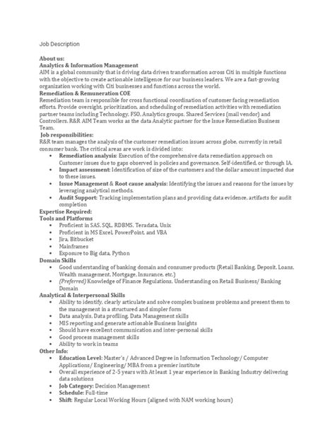 Issue Remediation Data Analyst C10 Pdf Analytics Data