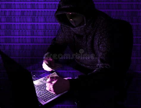 Man In Hoodie Is Hacking Personal Data For Money Information Security Stock Image Image Of