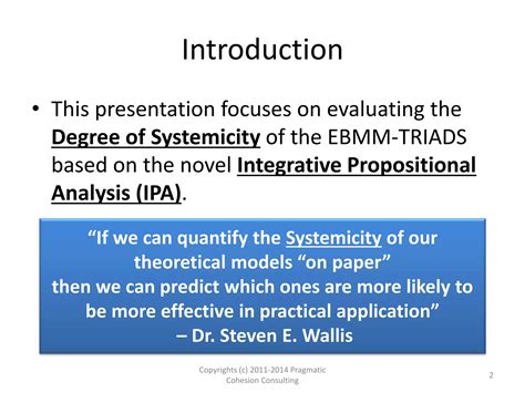 Applying The Integrative Propositional Analysis Ipa To The Ebmm