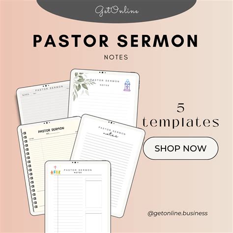 Pastor Sermon Notes Journal Sermon Notes Template Printable Pdf A4