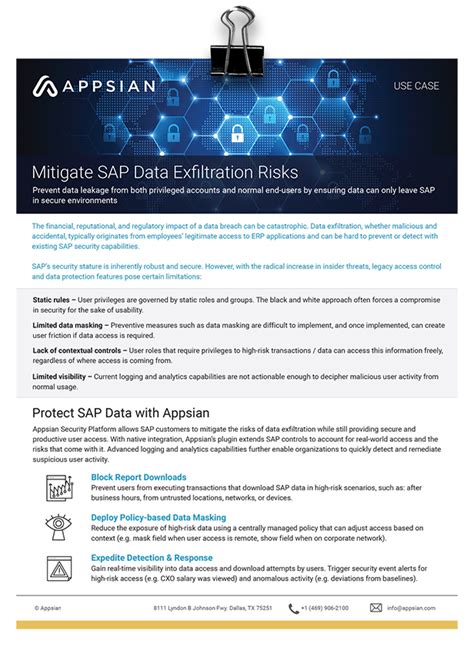 Mitigate Sap Data Exﬁltration Risks Appsian Protect Sap Data