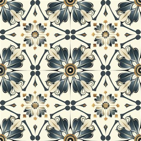 Premium Photo Neoclassical Seamless Pattern With Geometric And Floral Motifs