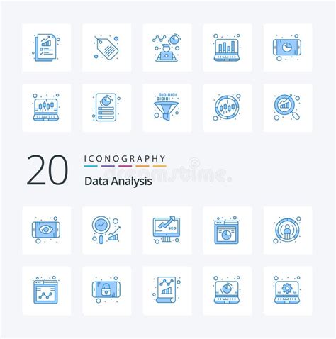 20 Data Analysis Blue Color Icon Pack Like Database Graph Business