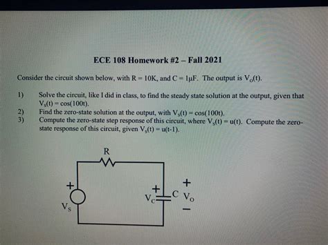 Solved ECE Homework Fall Consider The Circuit Chegg