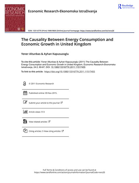 Pdf The Causality Between Energy Consumption And Economic Growth In United Kingdom