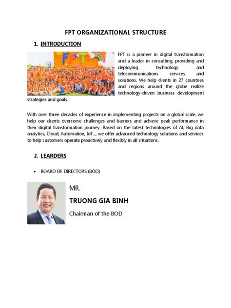 Fpt Organizational Structure Pdf Organizational Structure Business