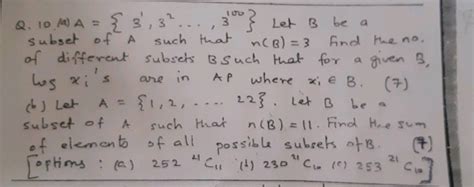 ion q 10 a { 3 3 3 } let b be a subset of a such that n b 3