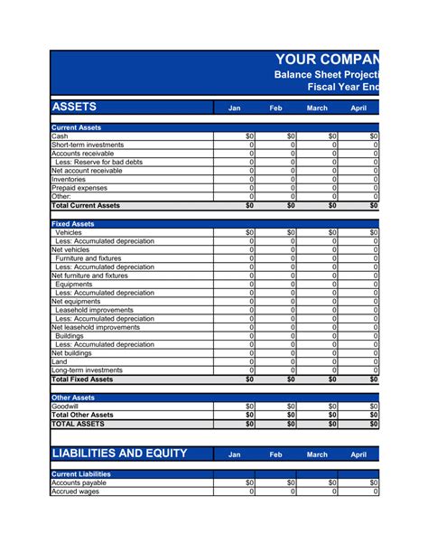 Balance Sheet Monthly Template Bib