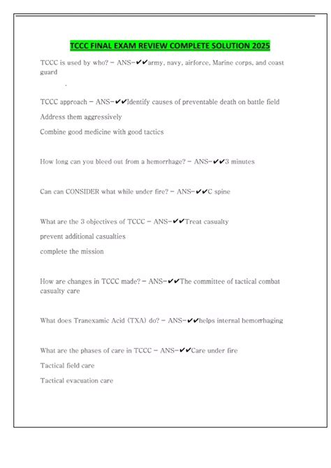 Tccc Final Exam Review Complete Solution 2025 Tccc Stuvia Us