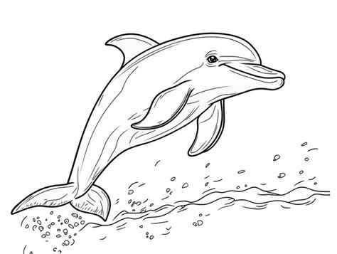 Jumping Dolphin Outline Illustration Premium Ai Generated Image