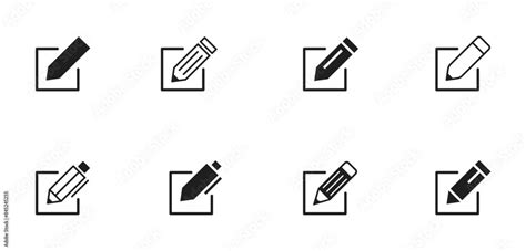Edit Icon Set Set Of Notepad Edit Documents With Pencil Icons Pen