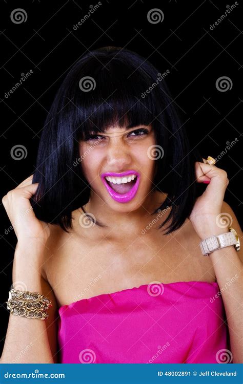 Skinny Light Skinned Black Woman Pulling Hair Stock Image Image Of Girl Woman