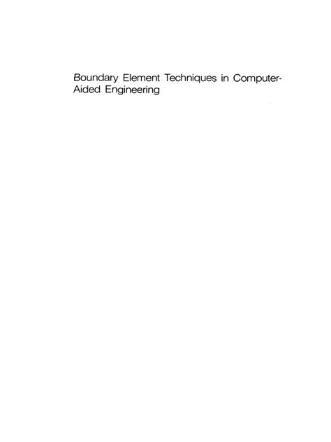 Boundary Element Techniques In Computer Aided Engineering Pdf