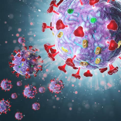 3d Render Of Pathogenic Virus Organism Or Bacteria Infecting And
