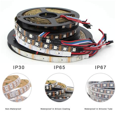 12V WS2815 LED Strip Lights RGB IC WS2812B WS2813 Updated Individually Addressable LED Dual